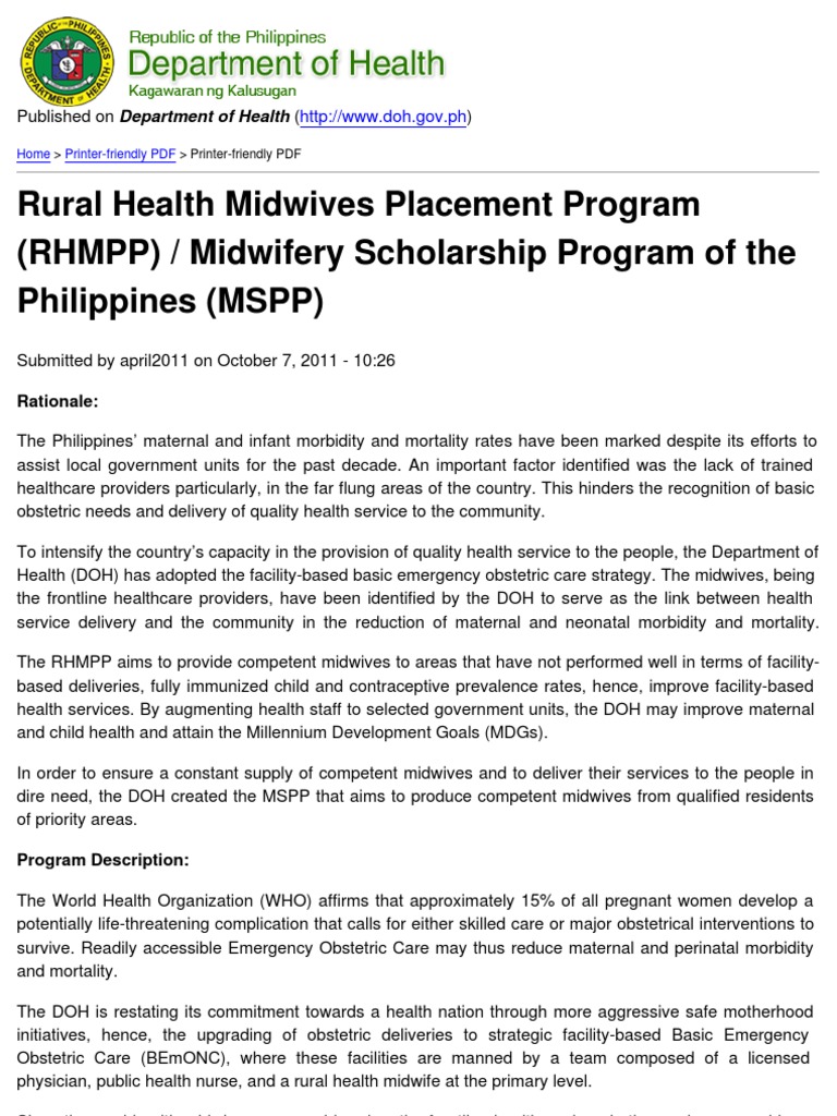 Rural Health Midwives Placement Program (RHMPP) / Midwifery Scholarship ...