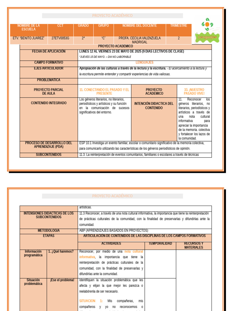 Proyecto Academico 33 Lenguajes | PDF