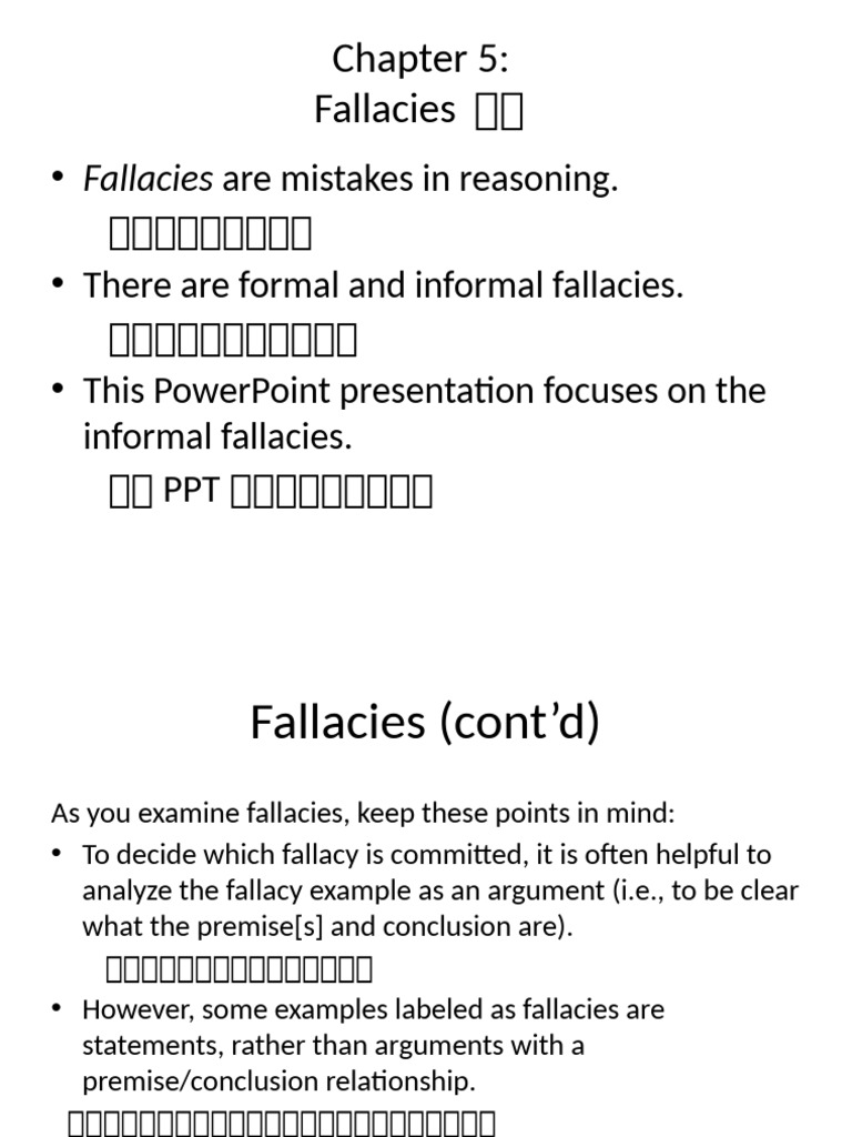Introduction To Logic PHIL102 Chapter 5 | PDF | Fallacy | Argument