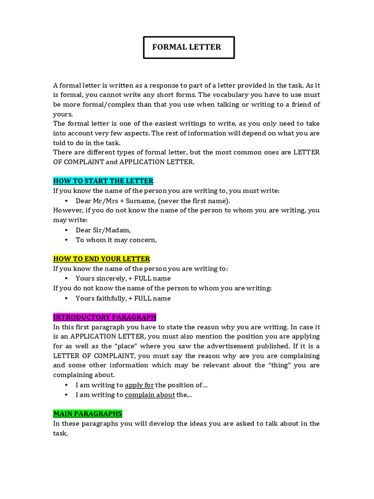 Guide to Writing Formal Letters | PDF
