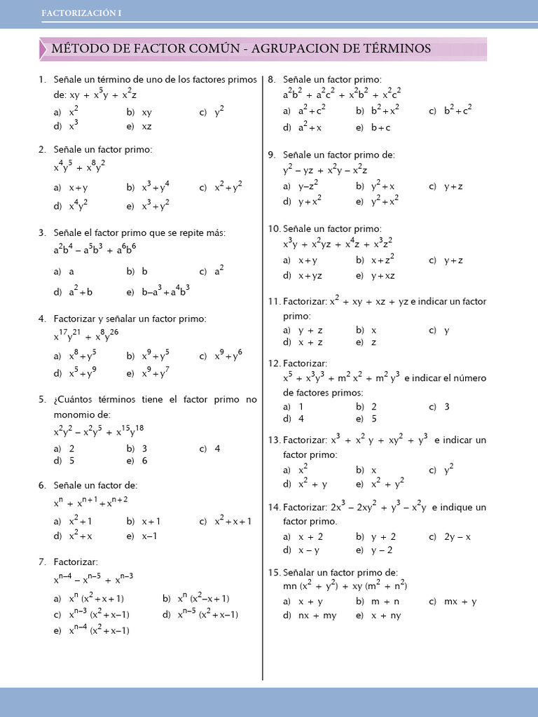Factorizacion 1 Pdf Teoría De Los Números Matemática Elemental