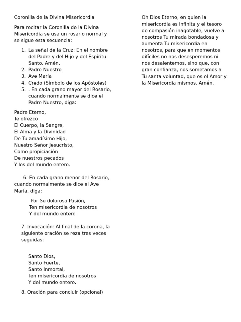 Coronilla A La Divina Misericordia | PDF