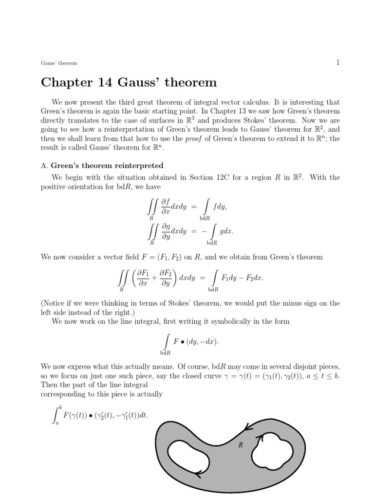 Chapter 14 Gauss' Theorem | PDF | Integral | Gradient