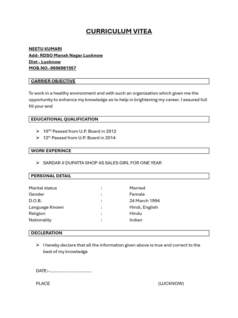 Curriculum Vitea | PDF