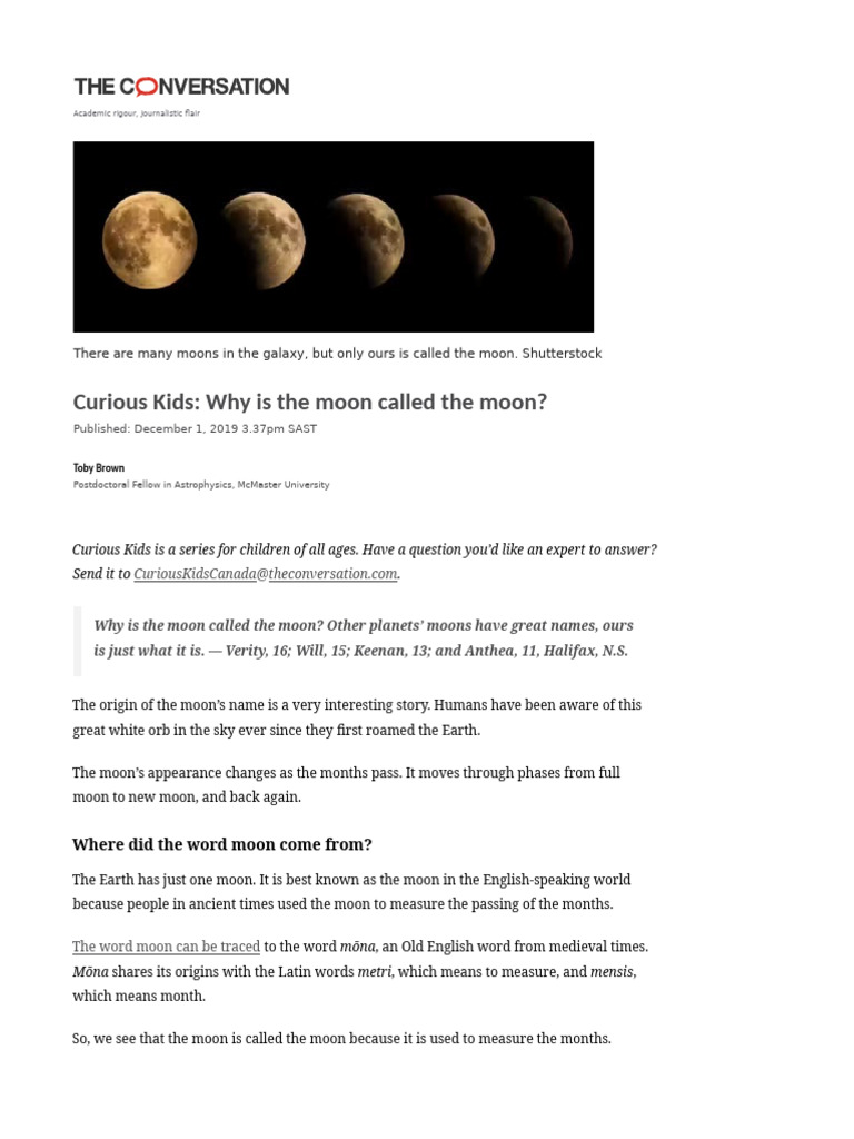 Origin of the Moon's Name Explained | PDF | Natural Satellite | Jupiter