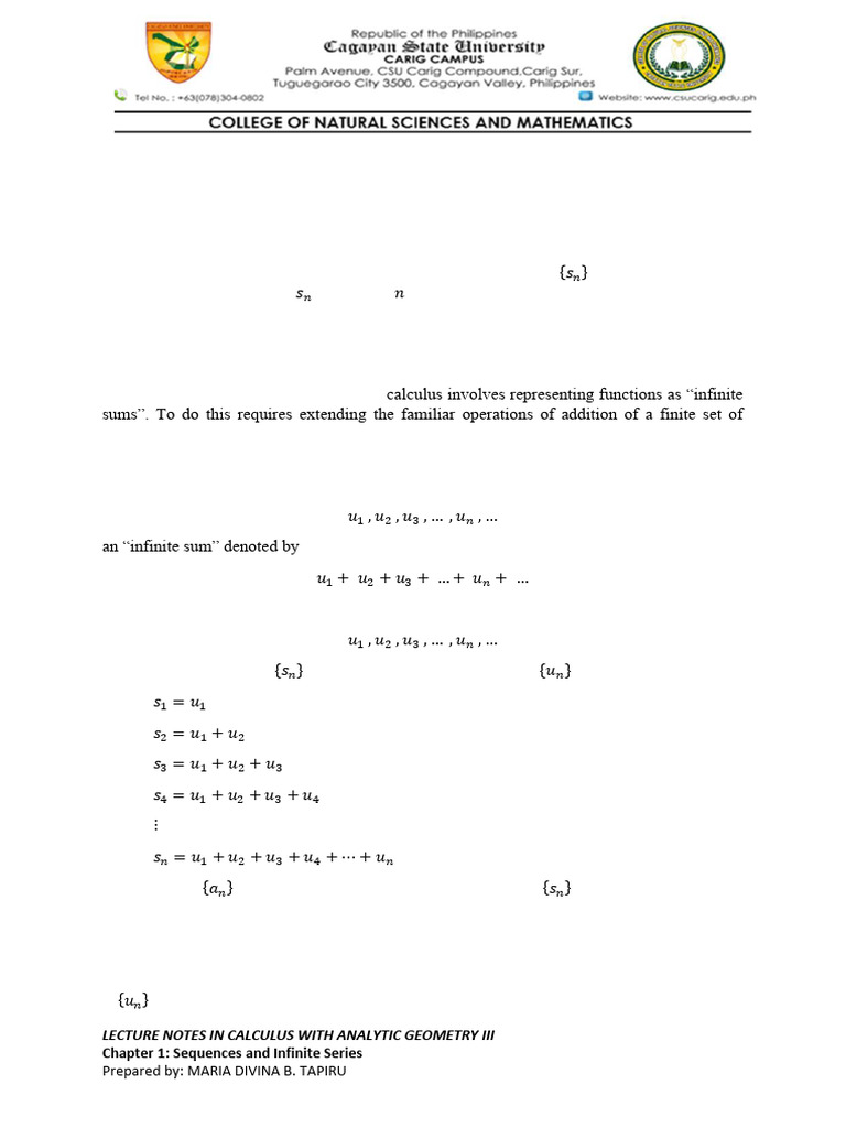 Infinite Series of Constant Terms | PDF | Series (Mathematics) | Sequence