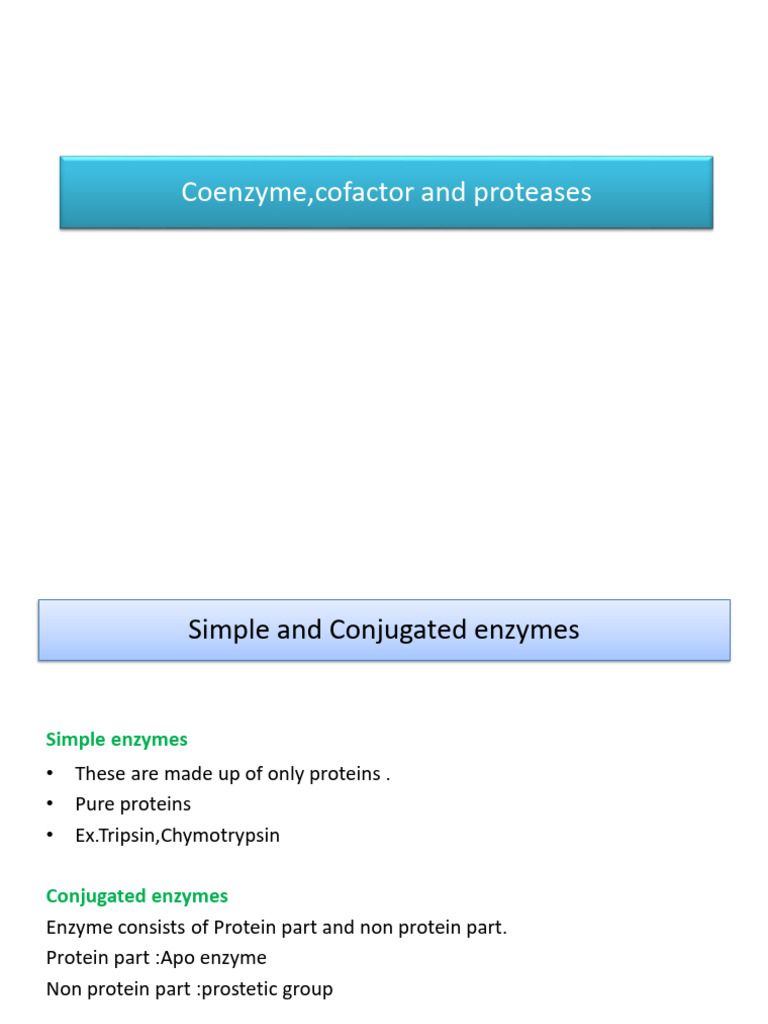Coenzyme, Cofactor and Proteases | PDF | Cofactor (Biochemistry) | Enzyme