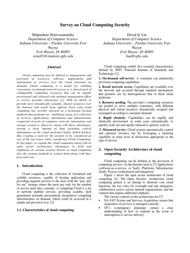 Survey On Cloud Computing | PDF | Cloud Computing | Computer Security