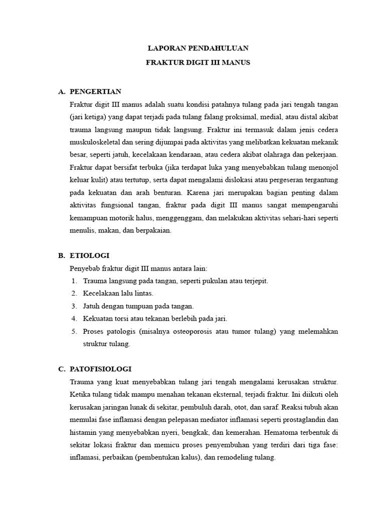 Fraktur Digit III Manus: Penanganan dan Diagnosis | PDF