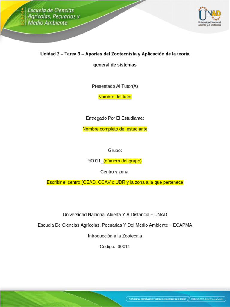 Plantilla - para - Informe Tarea 3 Intro A La Zootecnia | PDF | Ciencia cognitiva | Cognición