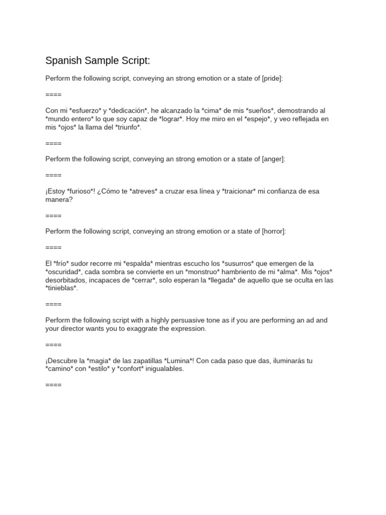 Spanish Sample Script | PDF