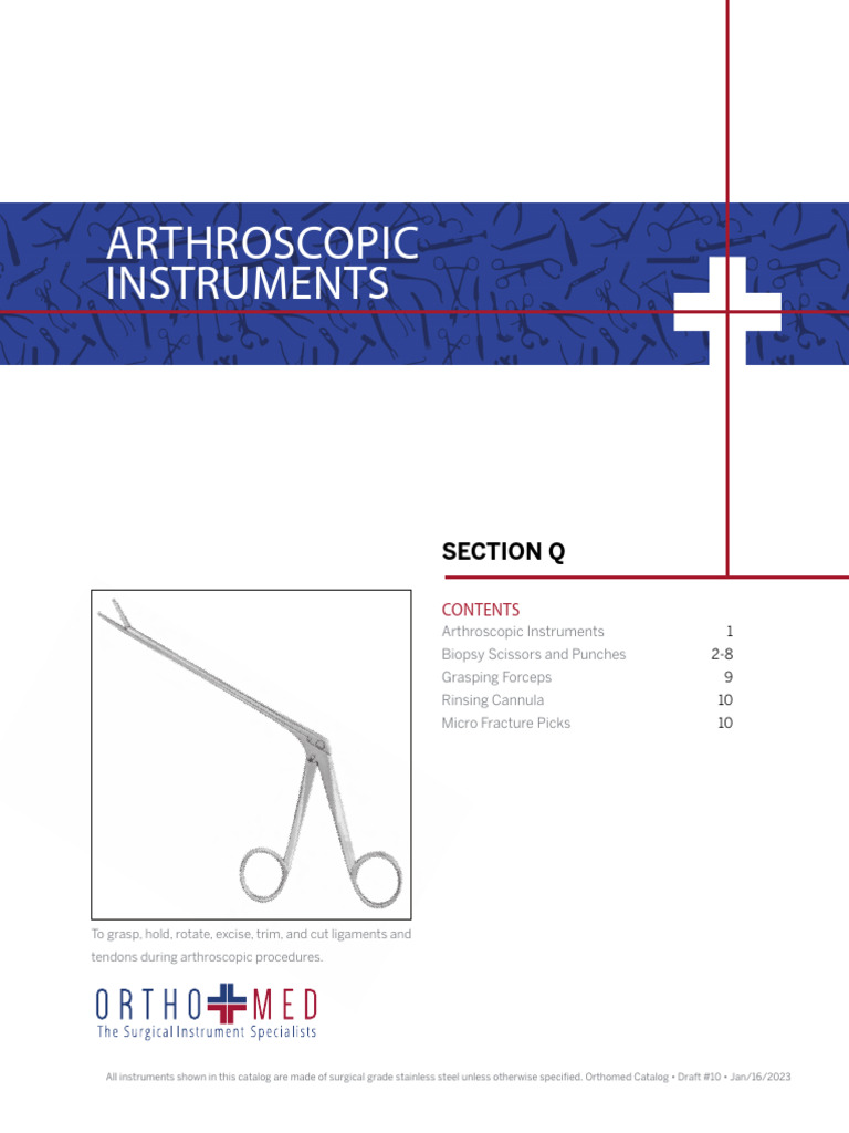 Arthroscopy Instruments Overview | PDF