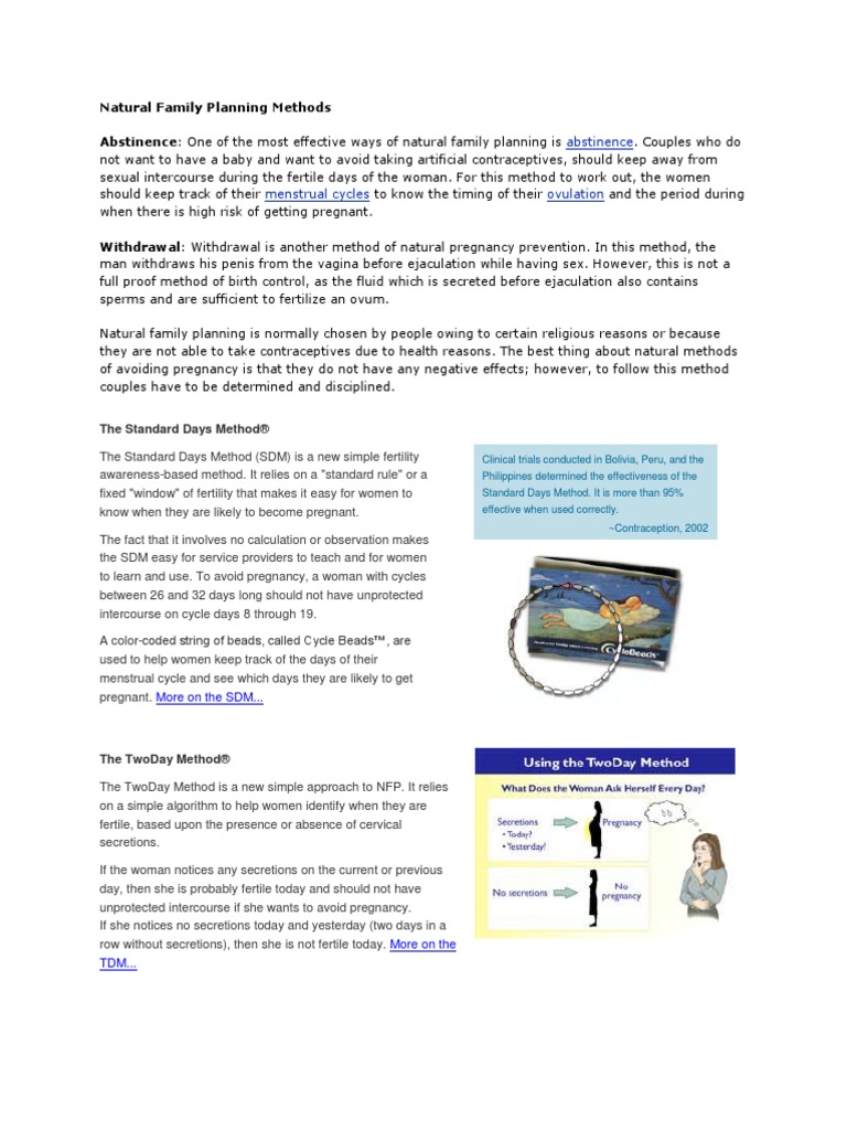 Family Planning Methods | PDF | Birth Control | Family Planning