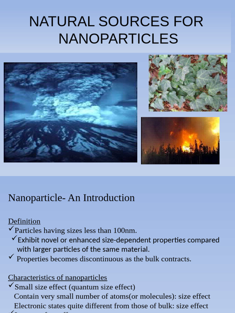 Natural Sources of Nanoparticles | PDF | Nanoparticle | Particulates