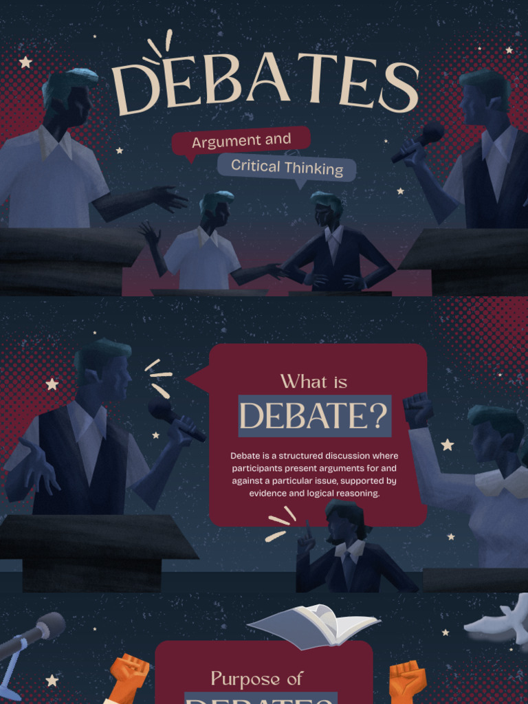 Blue and Red Illustrated Debates Presentation PDF | PDF
