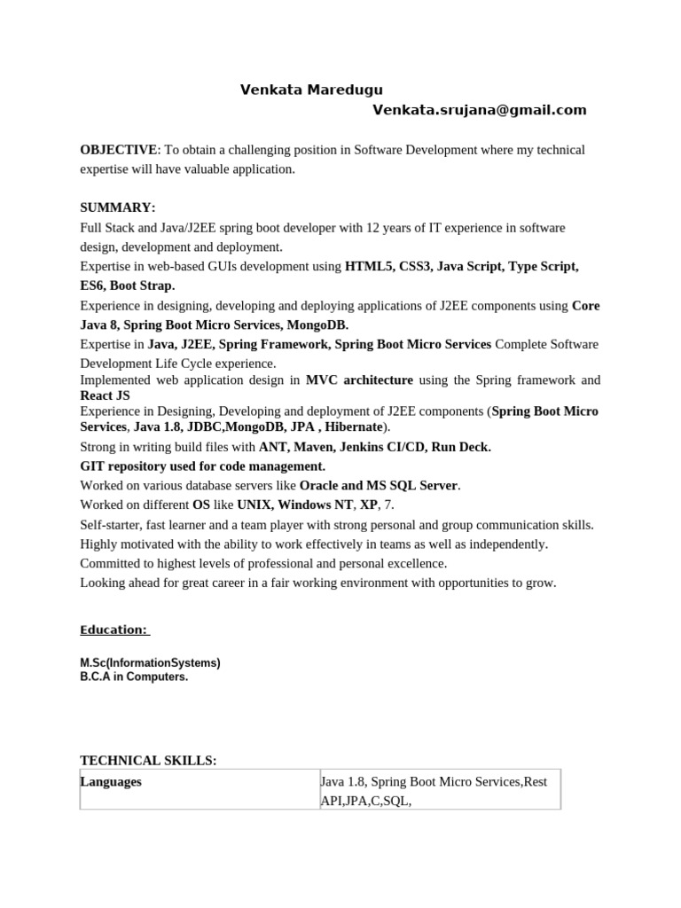 VenkataSrujana FullStack JavaDeveloper Resume | PDF | Spring Framework | Java (Programming Language)