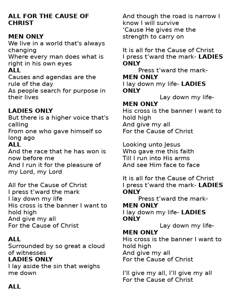 All for the Cause of Christ | PDF