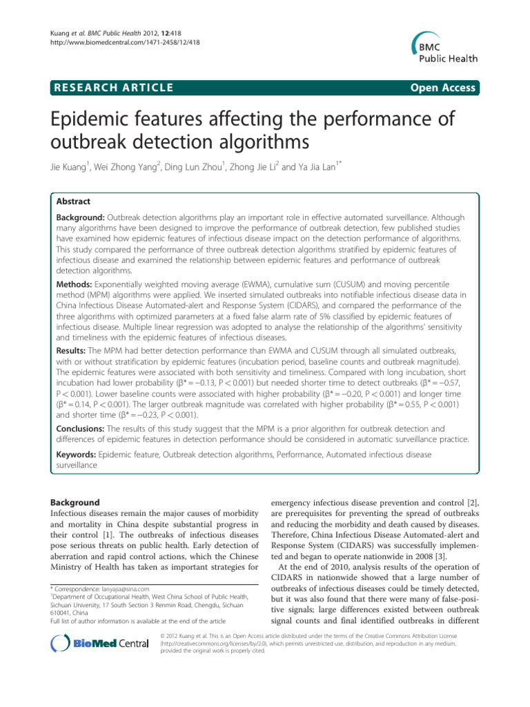 Epidemic Features Affecting The Performance of Outbreak Detection ...