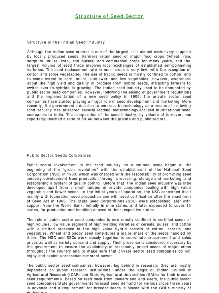 Structure of Seed Industry | PDF