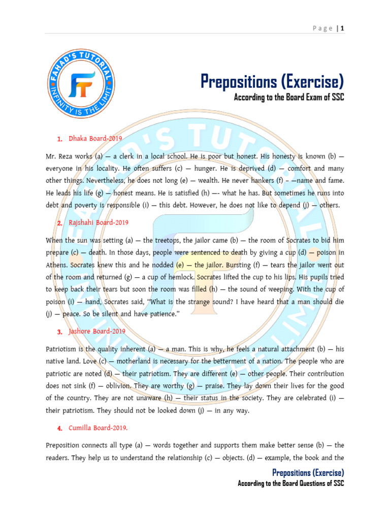 2. Prepositions (Practice) | PDF