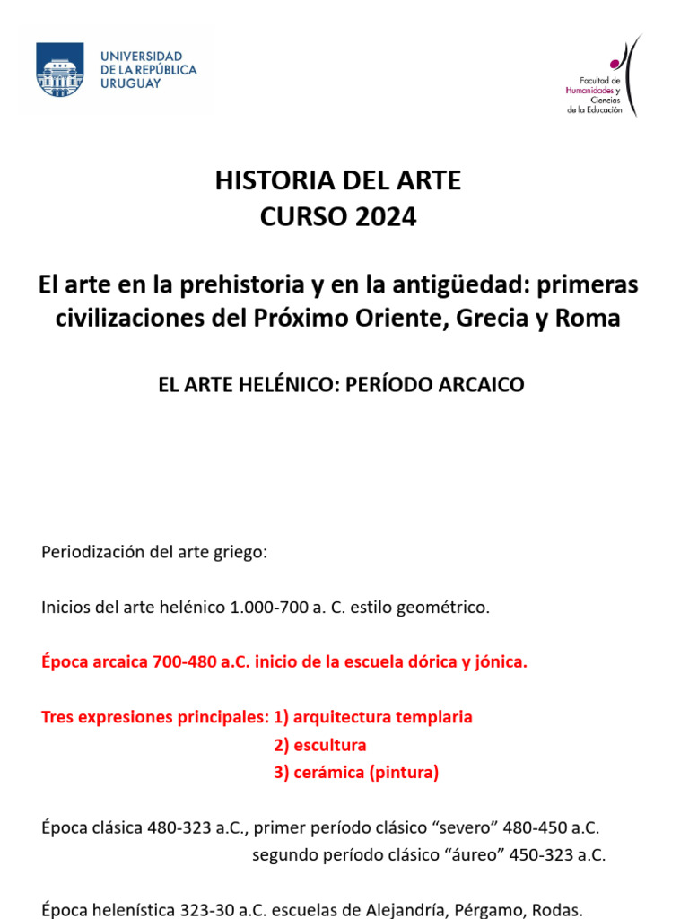 Arte Griego Arcaico y Clásico | PDF | Antigua Grecia | Antiguedad clasica