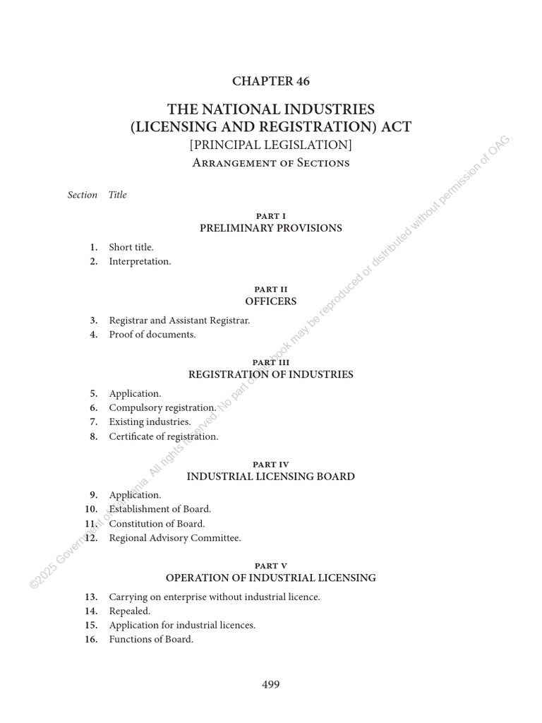 National Industries Licensing Act | PDF | License | Government