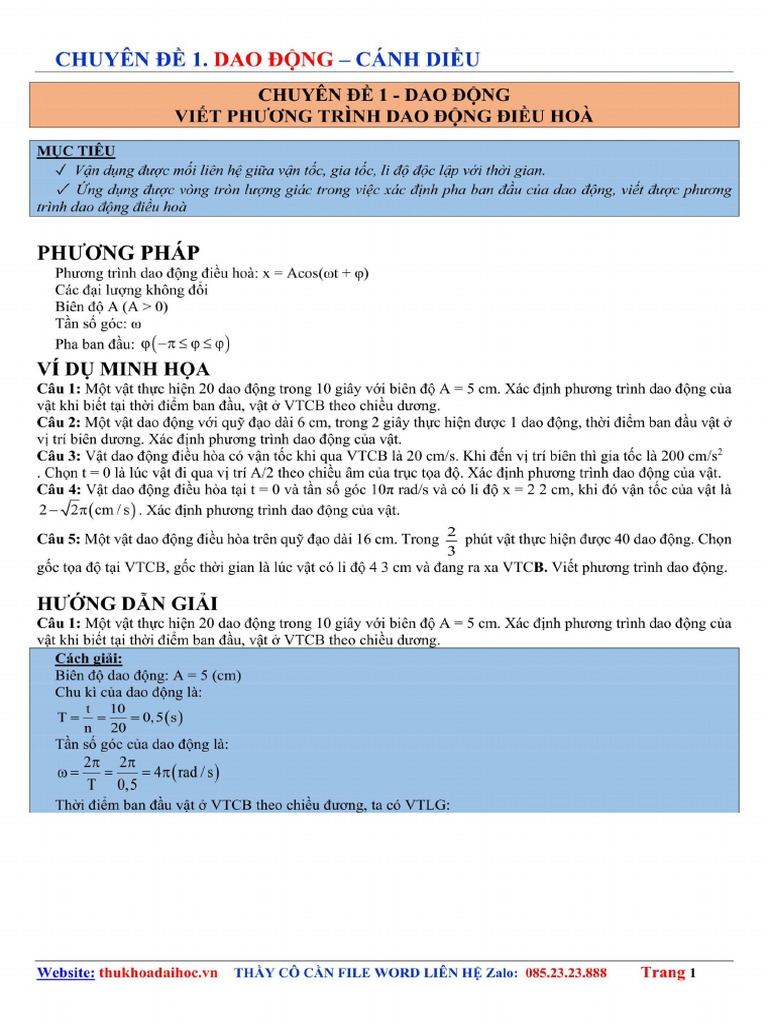 Viet Phuong Trinh Dao Dong Dieu Hoa-1-7 | PDF