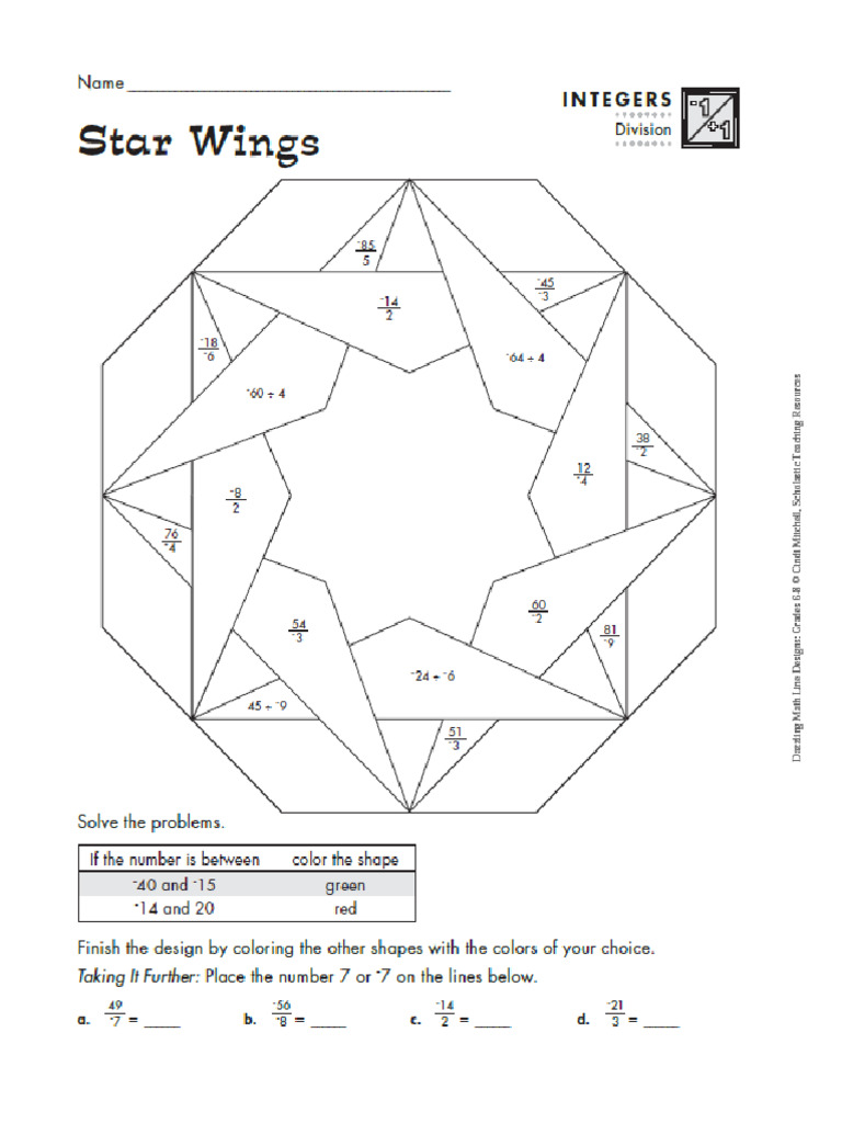 Activity Sheet (Division of Integers) | PDF