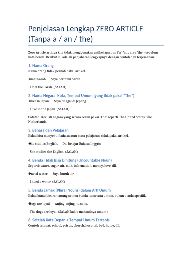 Panduan Lengkap Zero Article | PDF