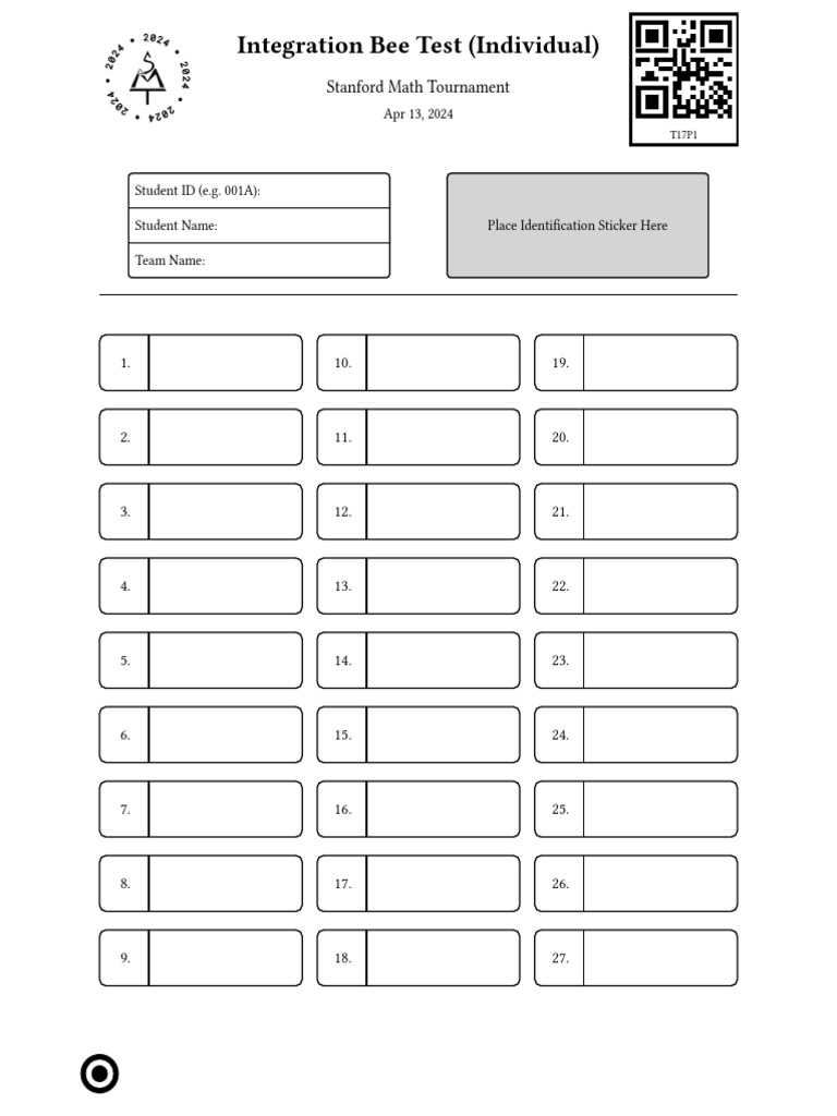 Stanford Math Tournament Integration Bee | PDF | Chess Theory | Chess