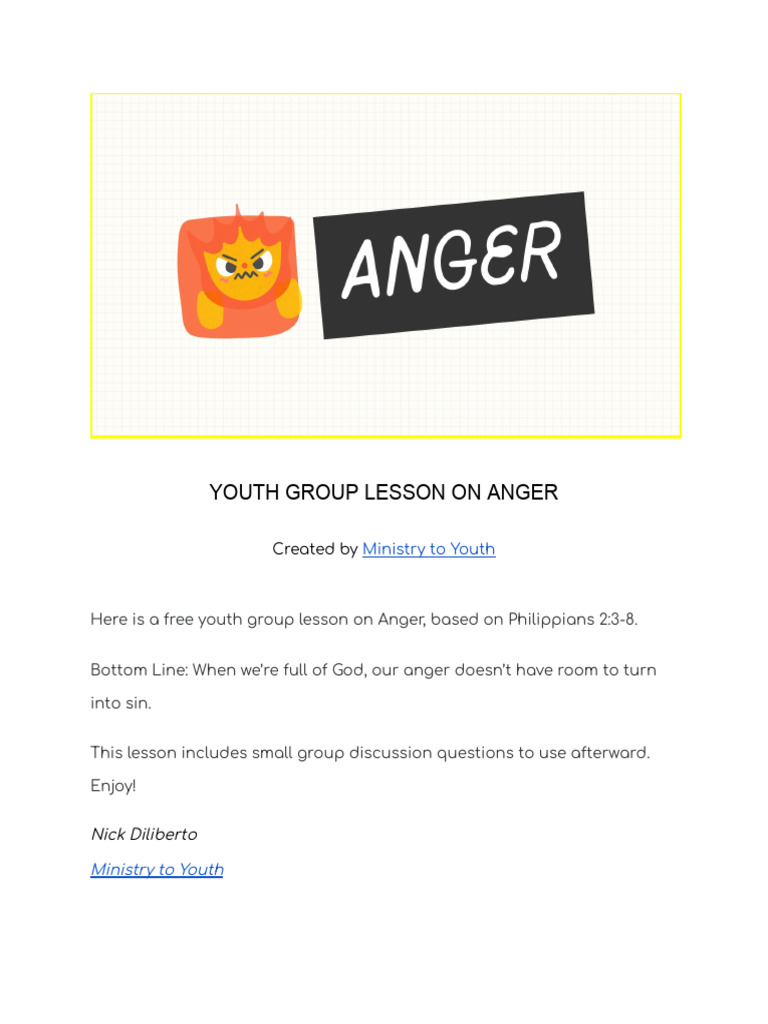 Youth Lesson on Managing Anger | PDF | Jesus | Anger