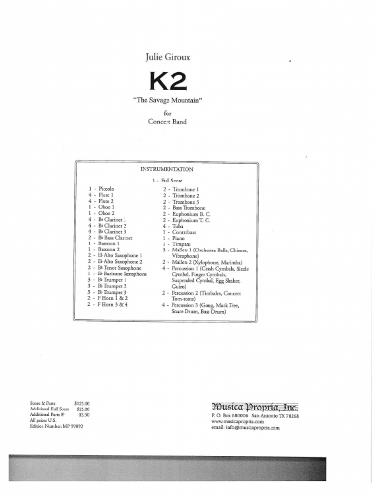 K2 - Score | PDF