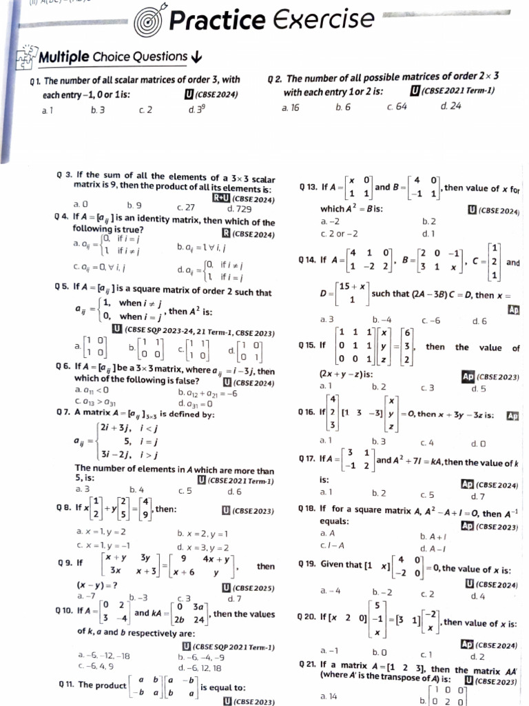 Matrix Full Chapter | PDF | Matrix (Mathematics) | Matrix Theory