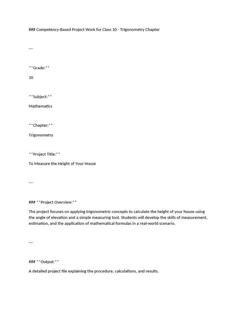 Trigonometry Project: Measure House Height | PDF | Trigonometry ...