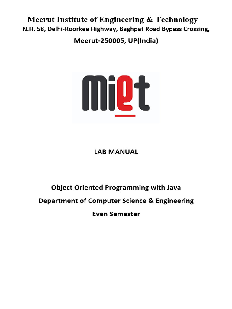 Oops With Java Lab Manua Updated | PDF | Engineering | Knowledge