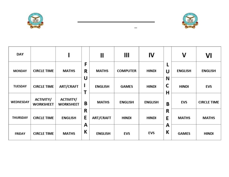 LKG Class Time Table 2025-26 | PDF