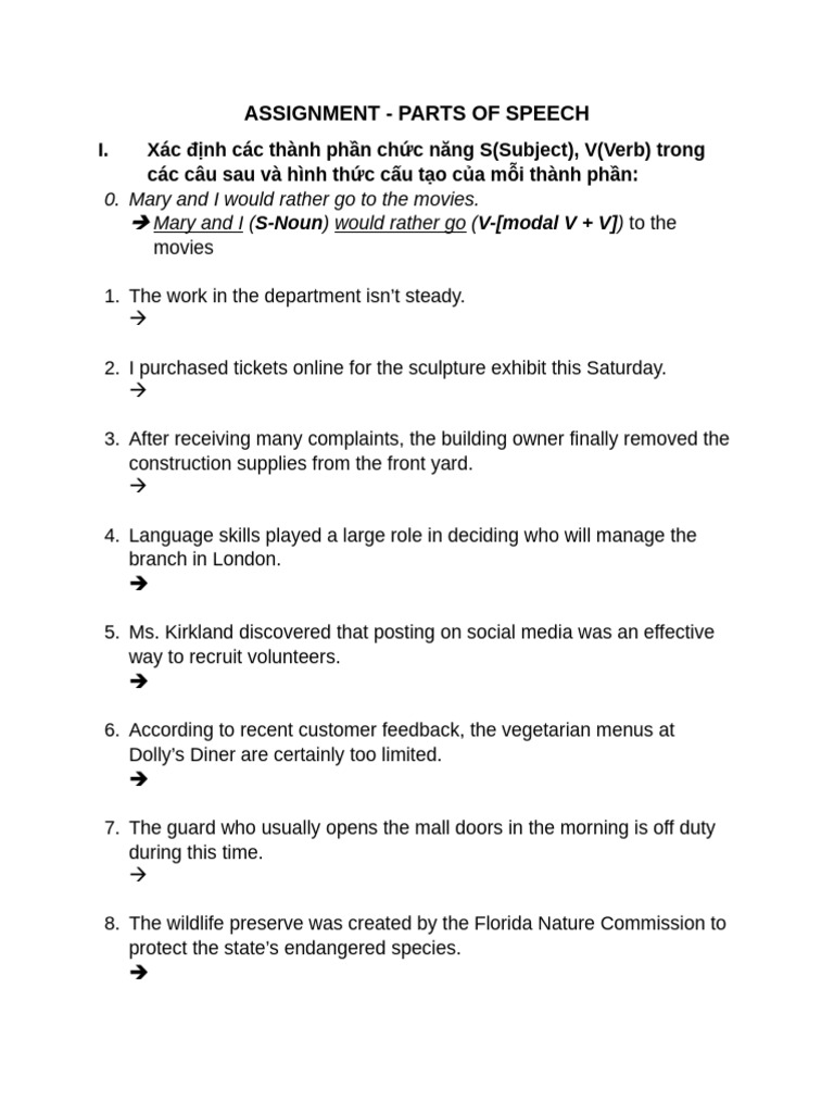 Assignment - Sentence Structure | PDF
