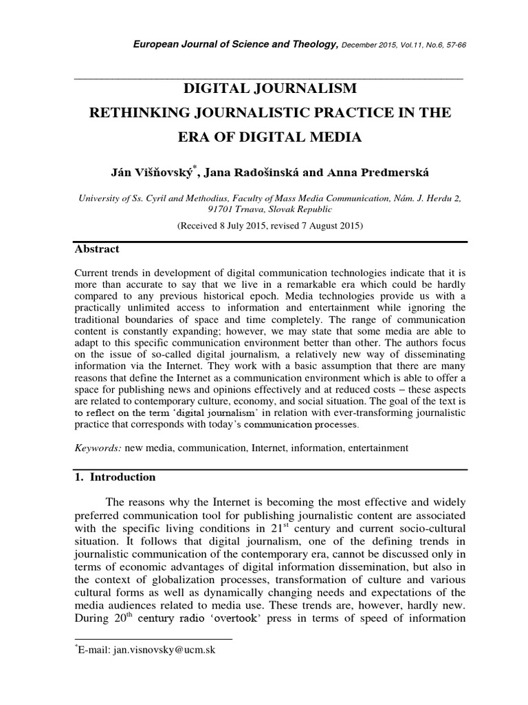 Digital Journalism in the Internet Era | PDF | News | Newspapers