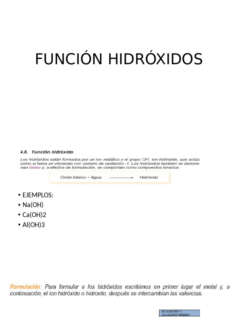 Función Hidróxidos - PPTX 2do Bgu 12 de Enero | PDF
