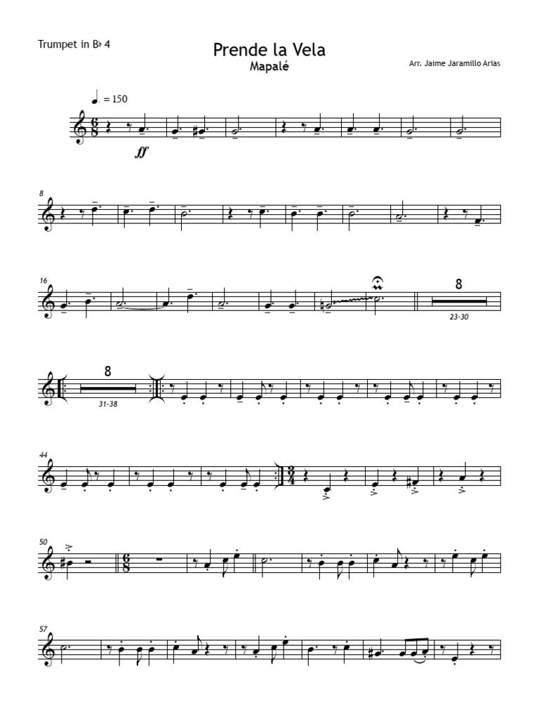 Prende La Vela Trumpet In Bb 4 Pdf