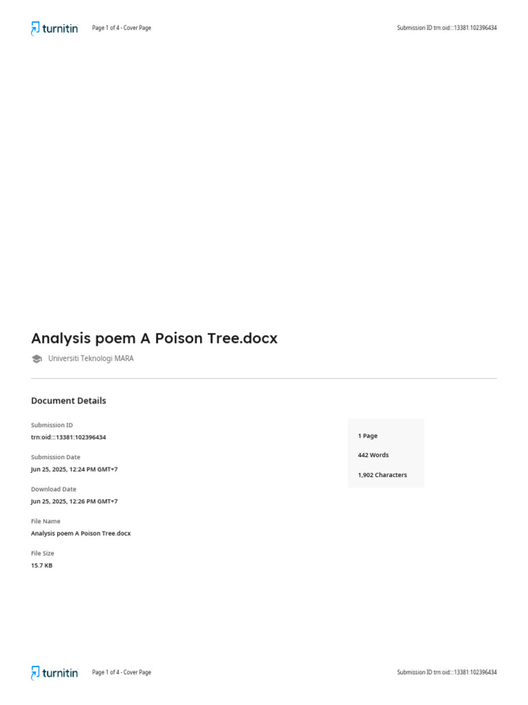 Analyzing Anger in A Poison Tree | PDF