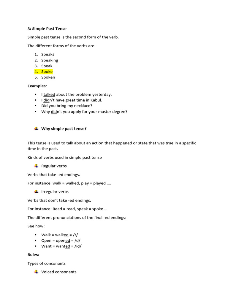 Understanding Simple Past Tense Rules | PDF