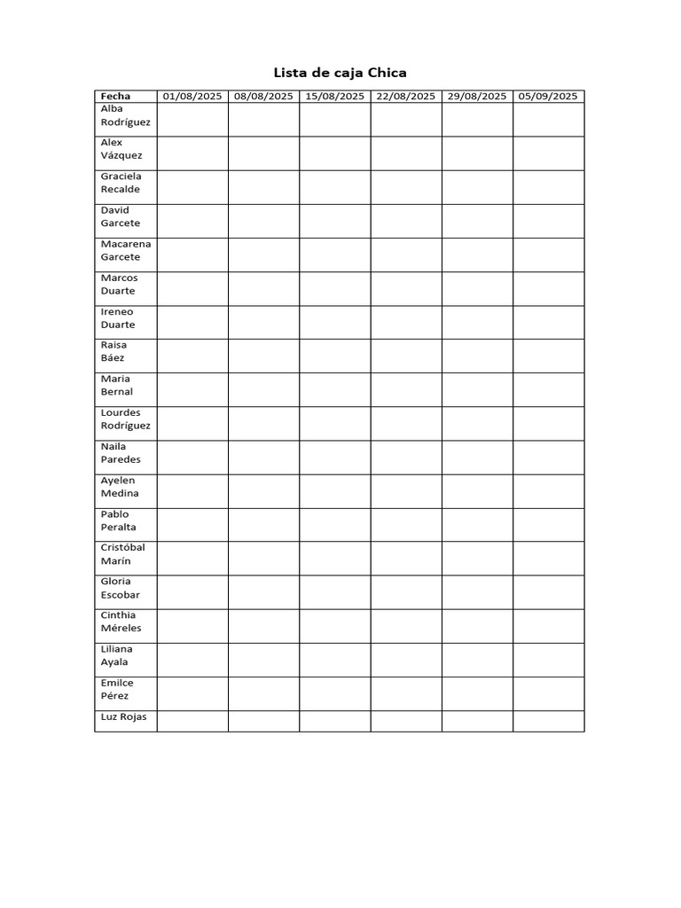 Lista de Caja Chica - Agosto 2025 | PDF