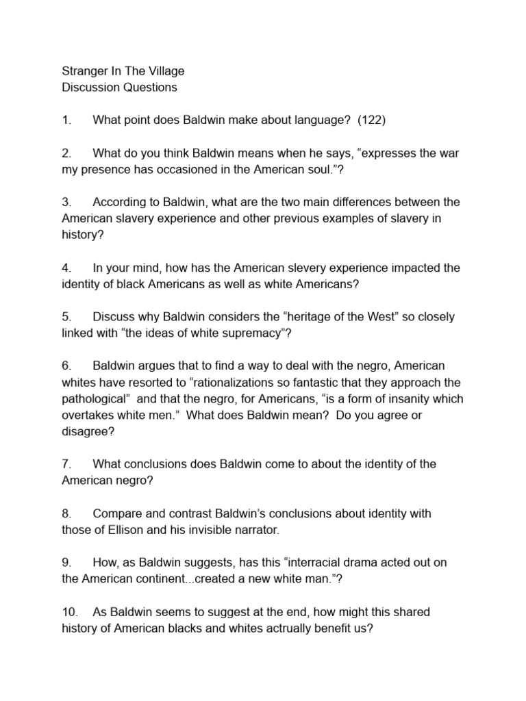 Stranger Discussion Questions | PDF