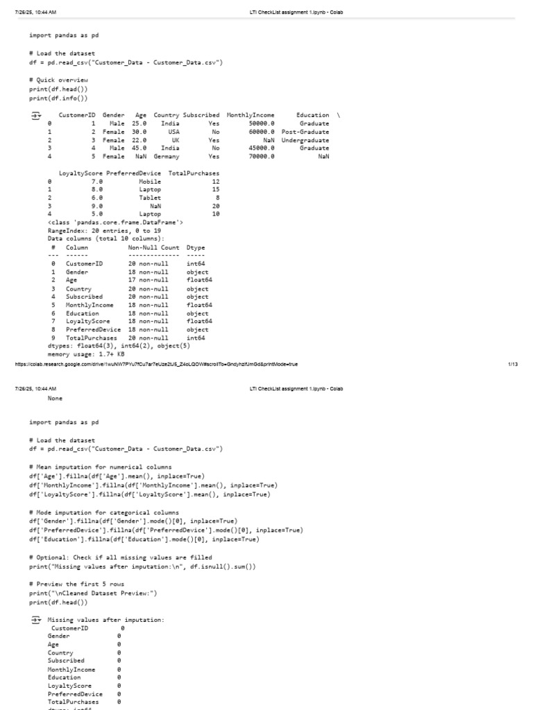 LTI CheckList Assignment 1.ipynb - Colab | PDF | Computing