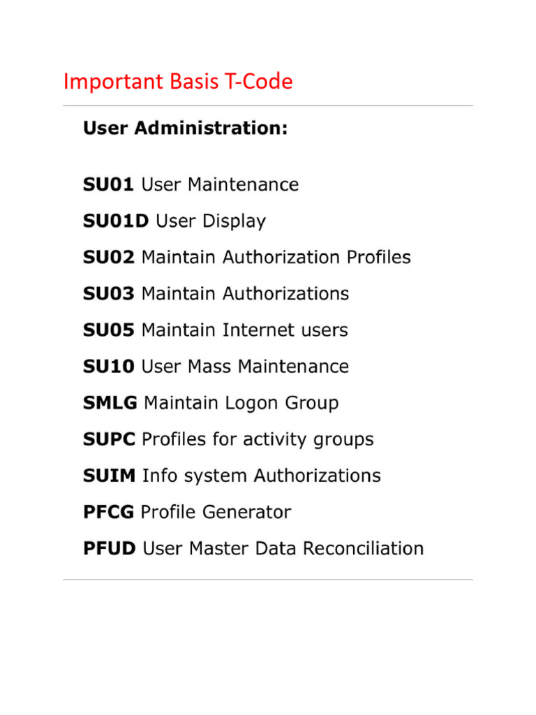 Basic_Tcode_1702909604 | PDF