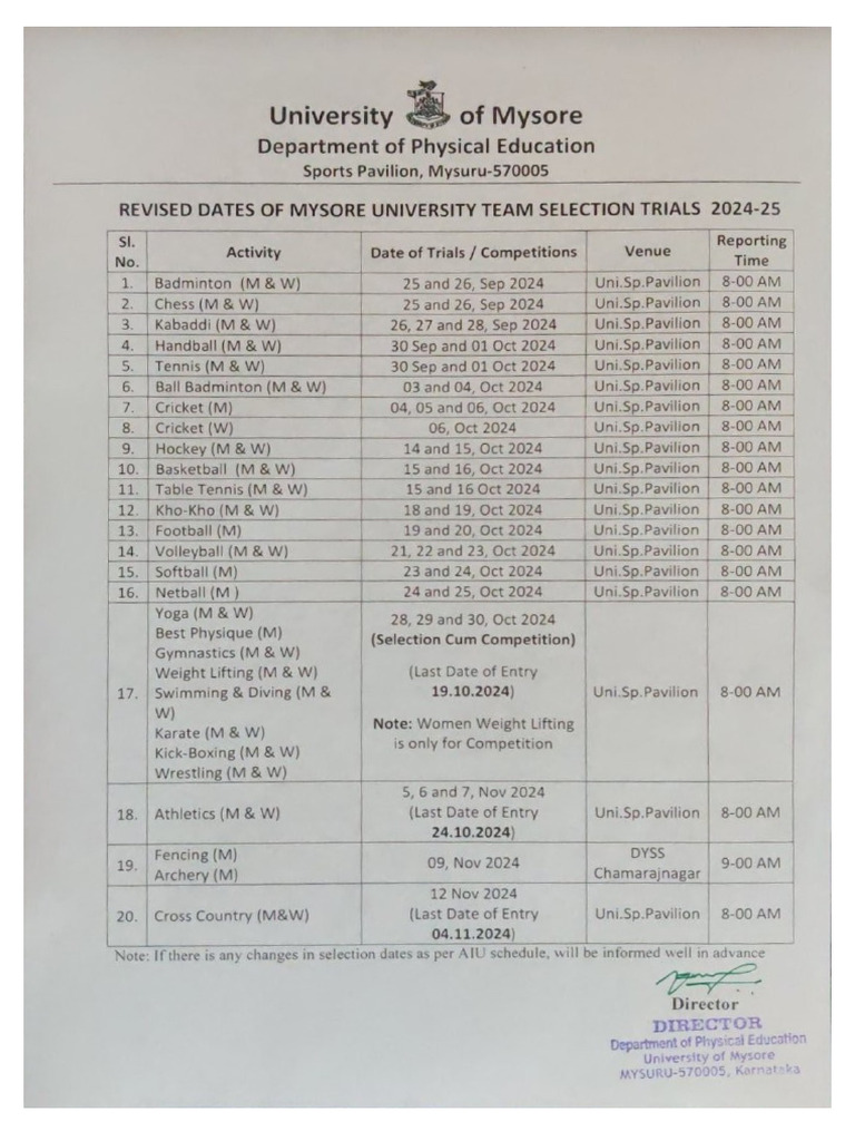 UoM Revised University Selection Dates | PDF