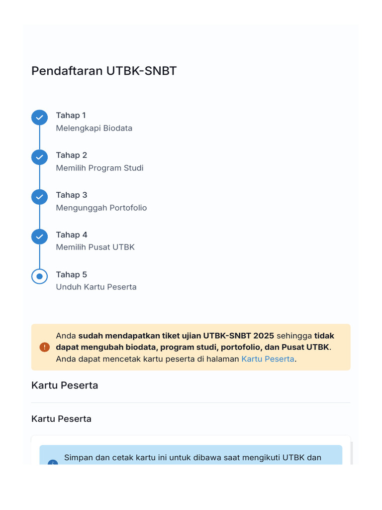 Kartu Peserta - Pendaftaran UTBK-SNBT 2025 | PDF