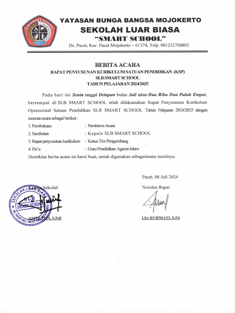 Berita Acara KSP 2024-2025 | PDF