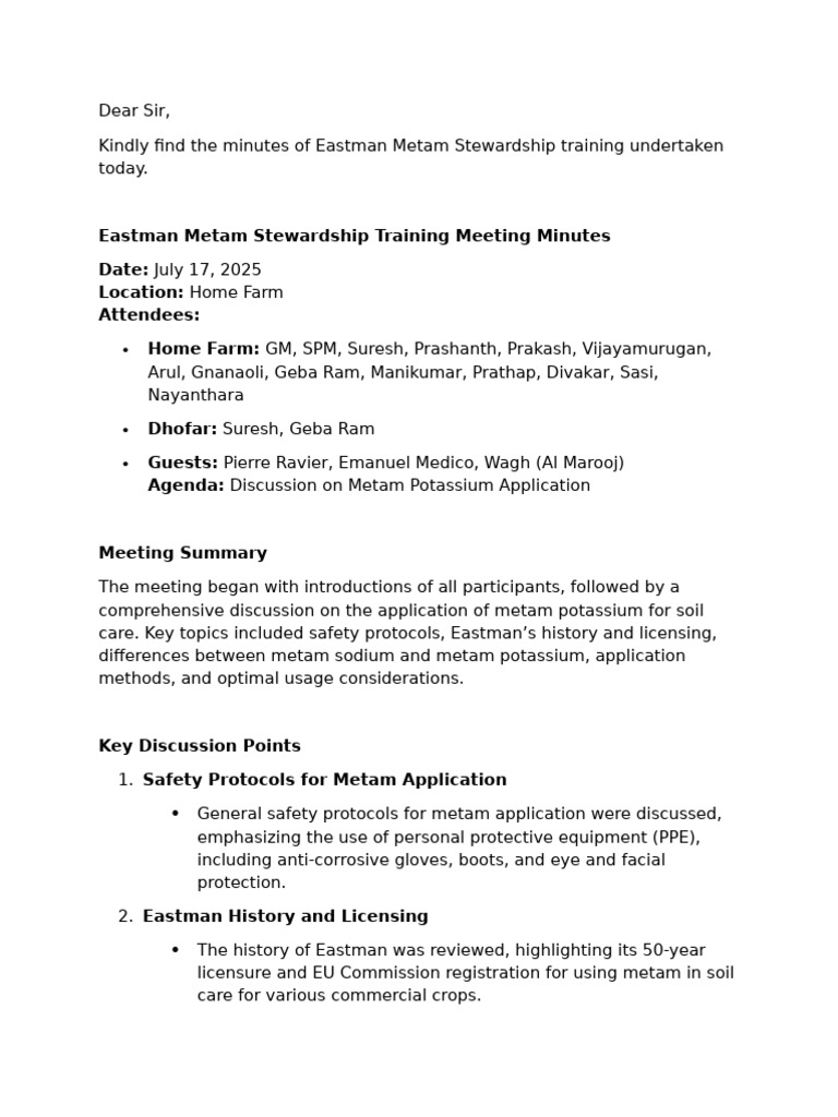 Metam Stewardship Training Minutes | PDF | Soil | Water